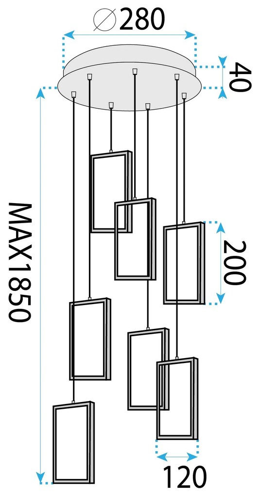 Toolight Toolight, LED závěsné svítidlo 42W, 3000K, 3500lm, LHJ090-7CP, zlatá, OSW-50065