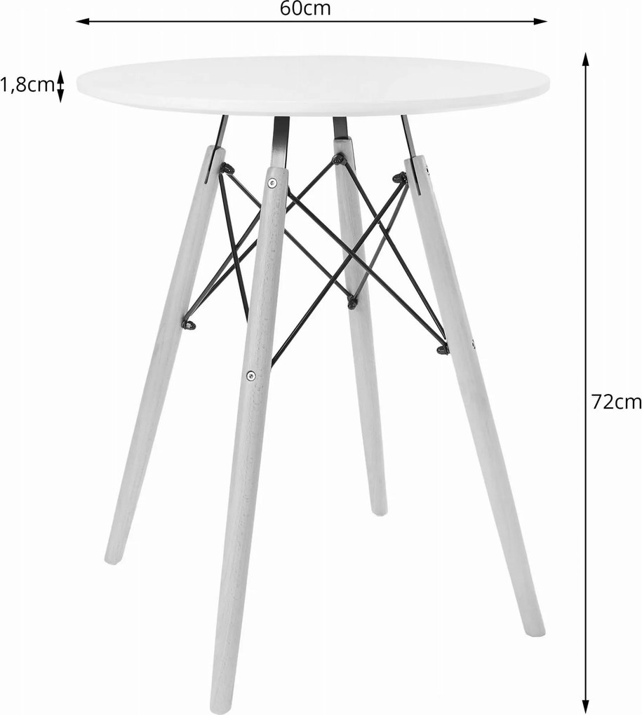 Bílý jídelní stůl OSLO 60x60cm