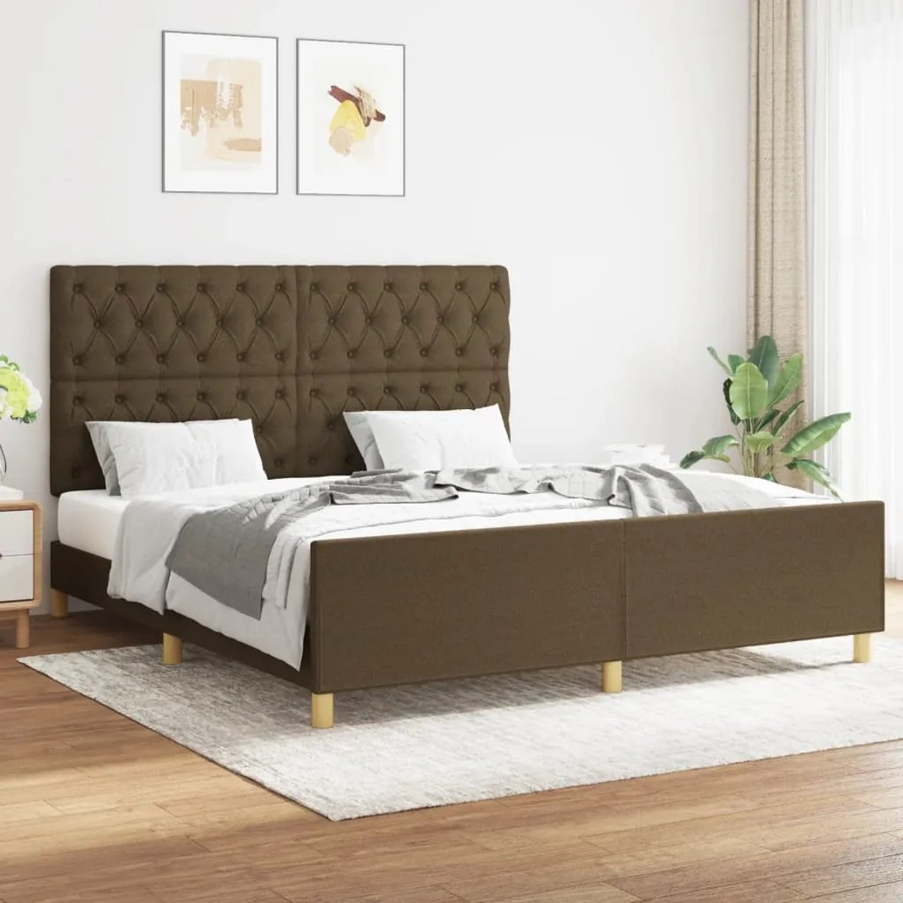 Rám postele bez matrace tmavě hnědý 160 x 200 cm textil 3125311