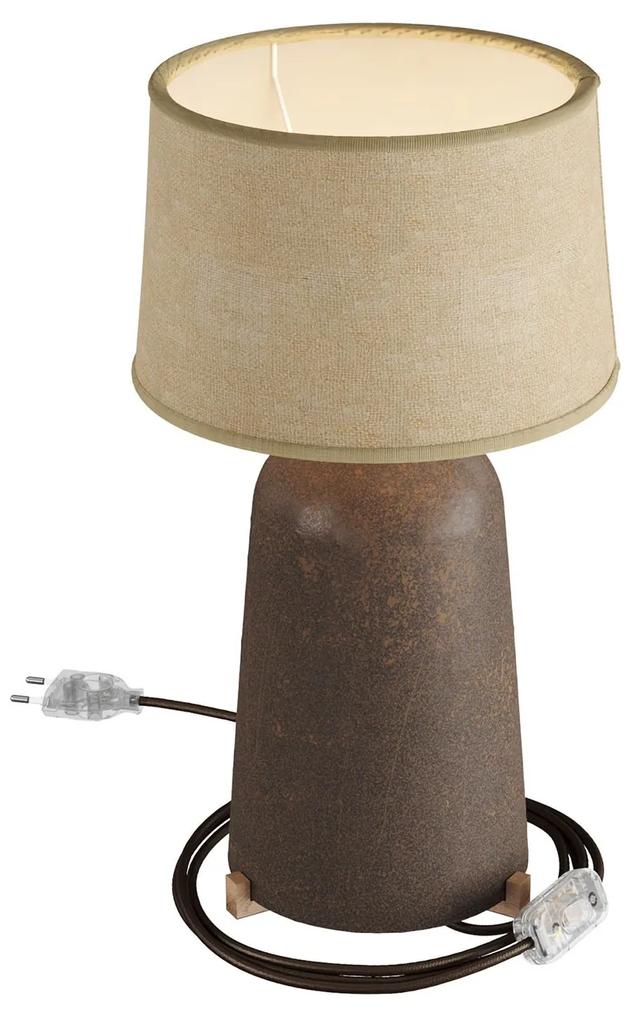 creative cables Keramická stolní lampa bottiglia se stínidlem Athena, s textilním kabelem, vypínačem a dvoupólovou zástrčkou Barva: Zelená strukturovaná-bílá