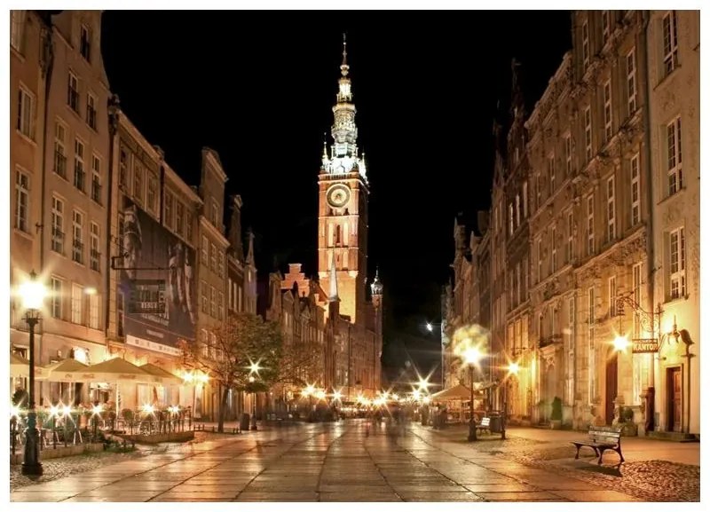 Obraz noční ulice s věží (70x50 cm), 40 dalších rozměrů