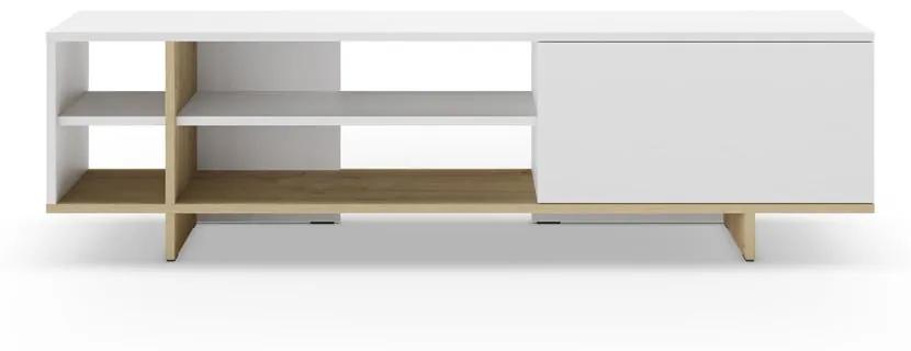 Bílý TV stolek v dekoru dubu 160x44 cm Cequoia – Marckeric