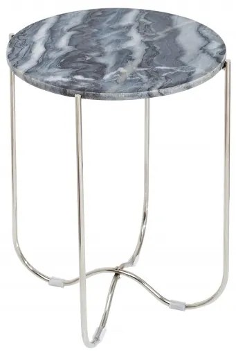 Odkládací stolek Dastus III, šedý mramor, stříbrná
