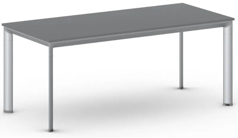 Jednací kancelářský stůl PRIMO INVITATION, 180x80 cm, šedostříbrná podnož, grafit