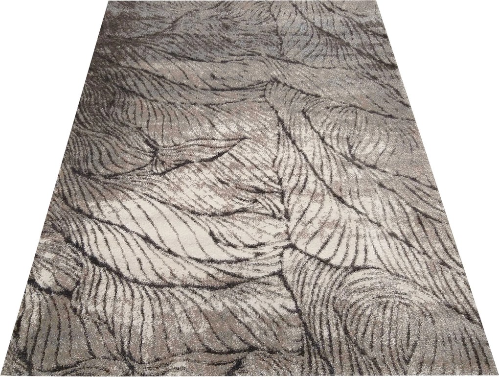 DY Hnědý moderní koberec s motivem listů Panamero 15 Rozměr: 60x100 cm