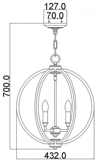 Feiss FE-CORINNE-3P-M-BB - Lustr na řetězu CORINNE 3xE14/60W/230V