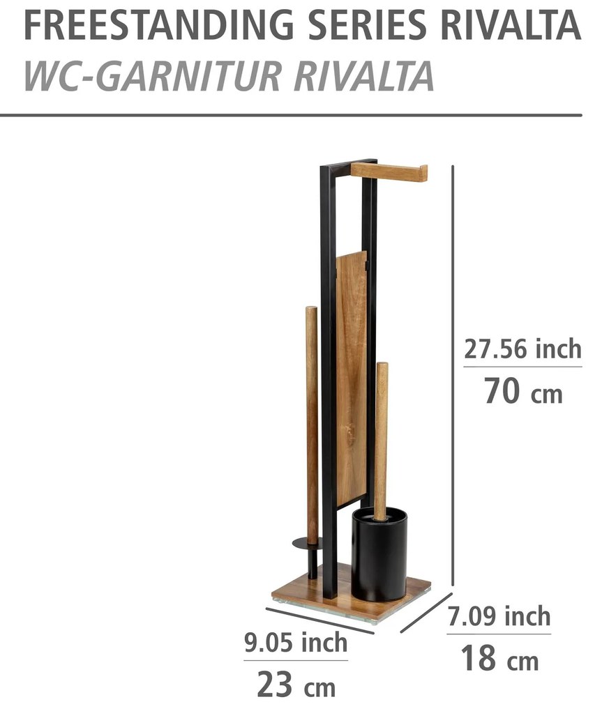 Stojan na toaletní papír a WC kartáč RIVALTA, hnědá