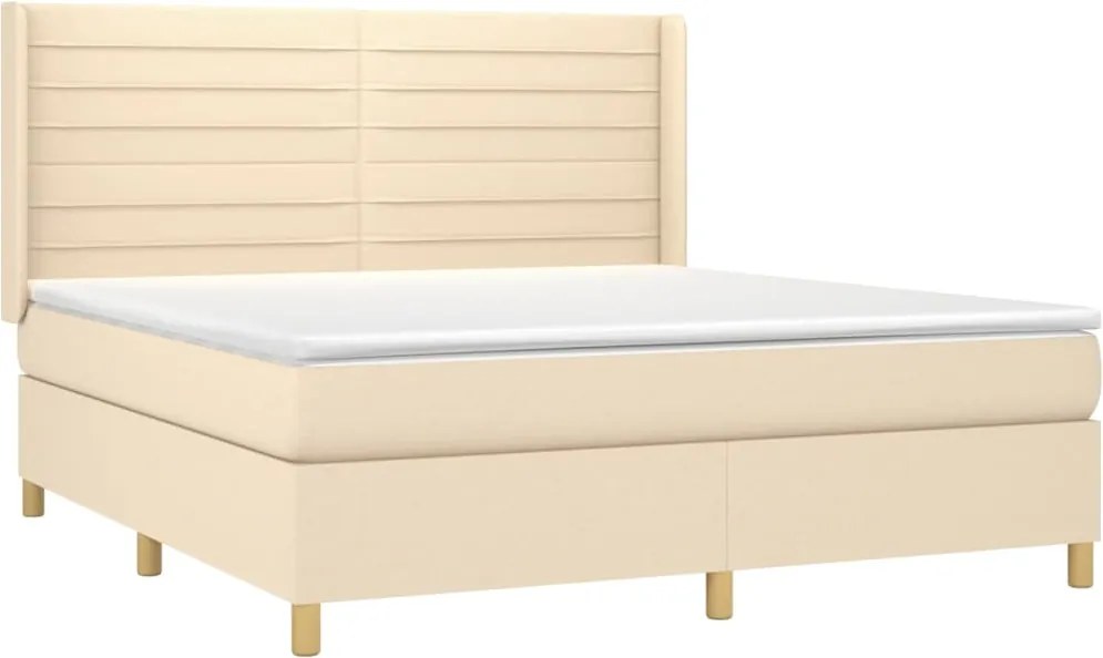 Box spring postel s matrací a LED krémová 180x200 cm textil 3138978