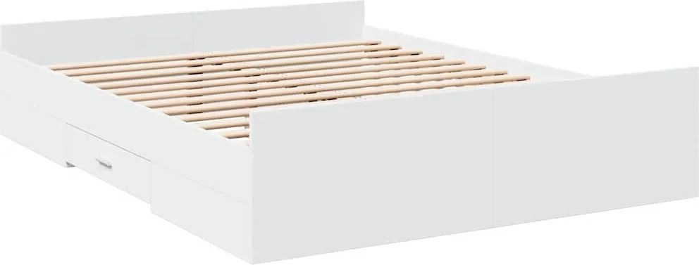 Rám postele se zásuvkami bílý 160 x 200 cm kompozitní dřevo 3280279