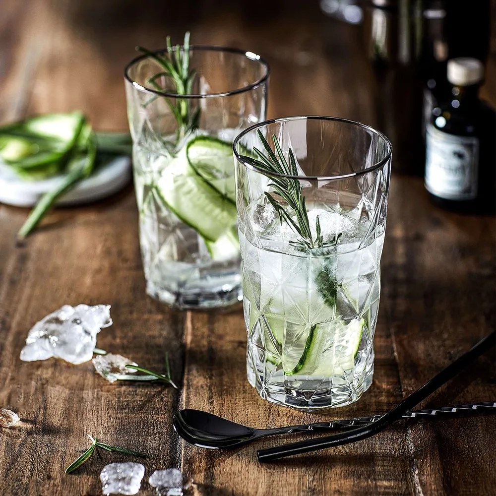 UPSCALE Sklenice na long drink se stříbrným okrajem 460 ml
