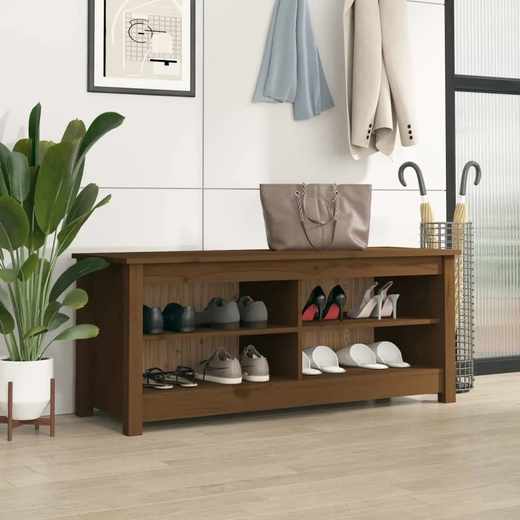 vidaXL Lavice s botníkem 110 x 38 x 45,5 cm masivní borovice [813775] Barva: Přírodní