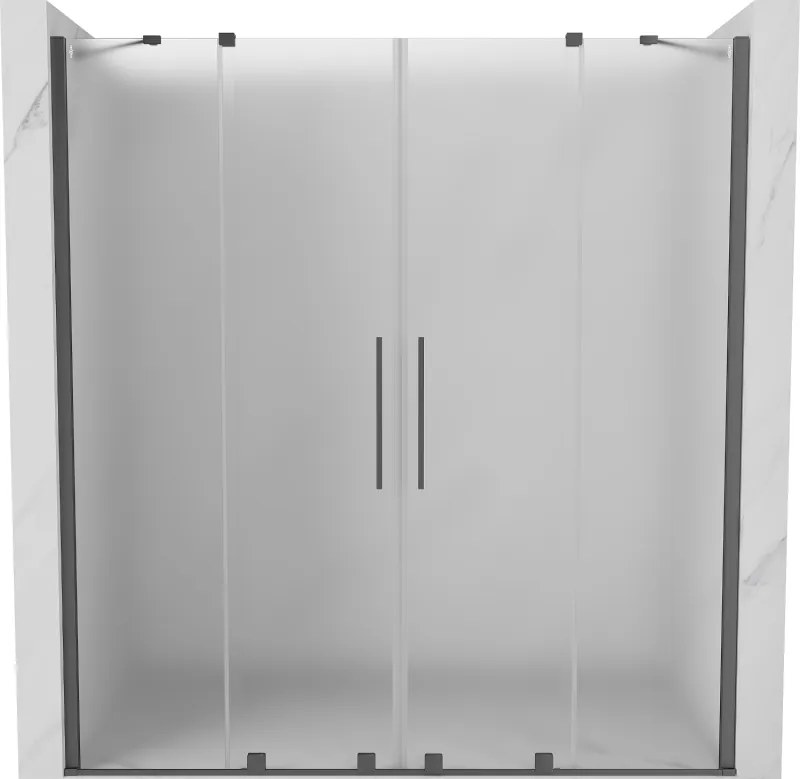 Mexen Velar Duo, posuvné sprchové dveře do otvoru 200 cm, 8mm sklo námraza, broušený grafit, 871-200-000-32-95
