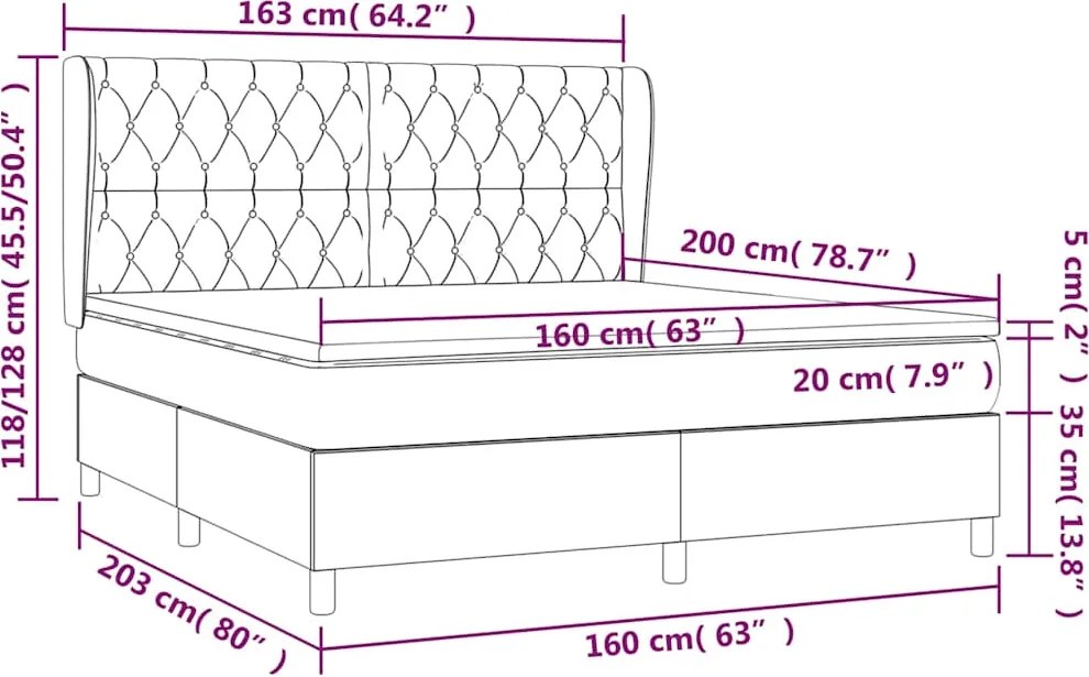 Box spring postel s matrací černá 160x200 cm samet 3129401