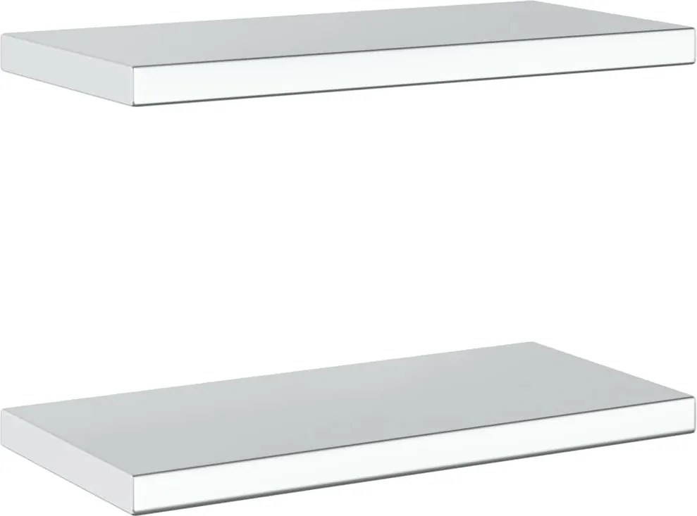 Nástěnné police 2 ks 50 x 23,5 cm stříbrné nerezová ocel 30286