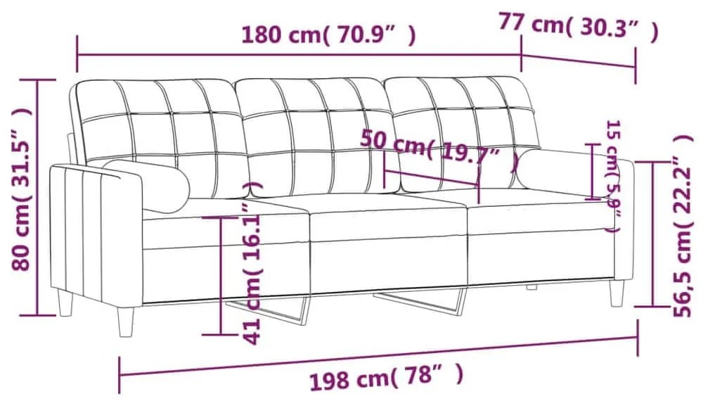 Petromila 3místná pohovka s polštáři tmavě šedá 180 cm textil