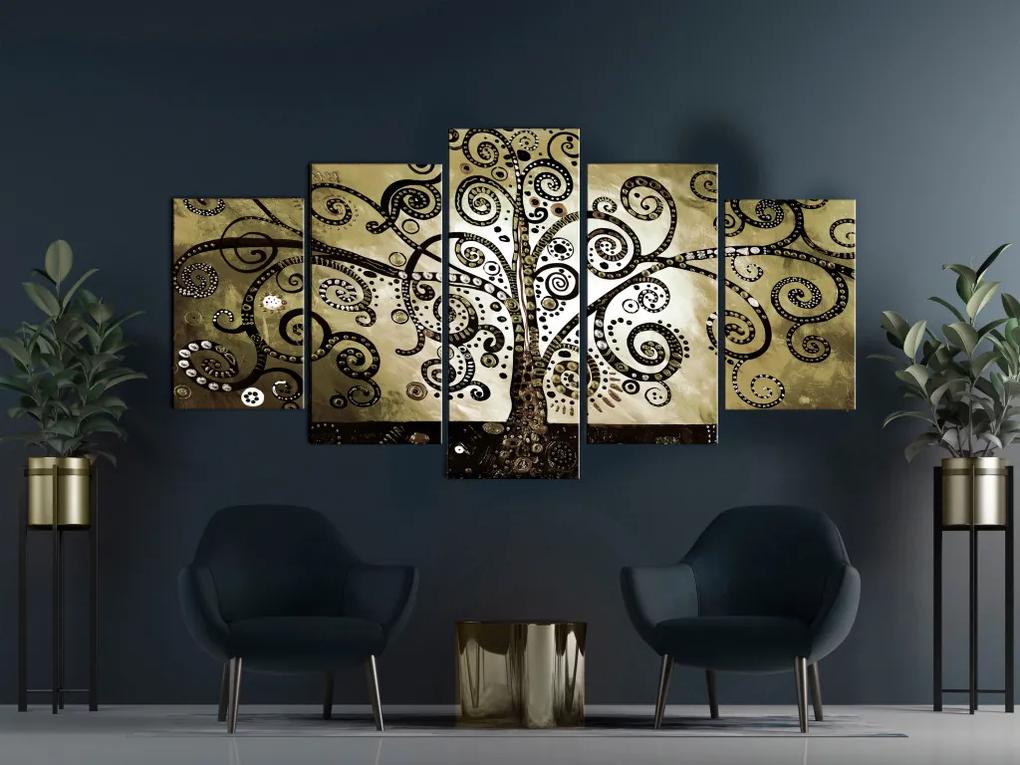 Obraz Strom mistra (5-dílný) široký - abstrakce inspirovaná Klimtem