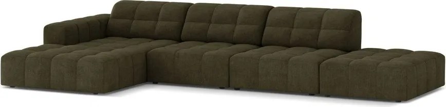 Khaki žinylková rohová pohovka (levý roh/s lenoškou) Chicago – Cosmopolitan Design