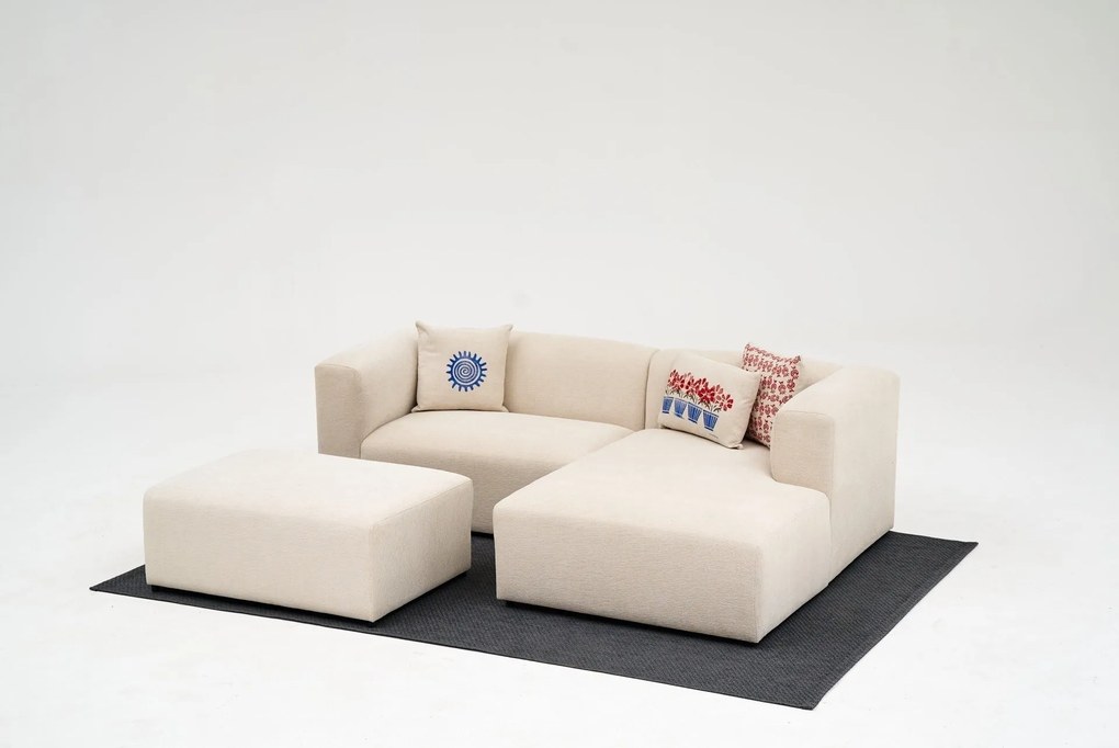Hanah Home Rohová pohovka LINDEN MINI pravá krémová