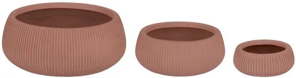 BIZZOTTO Set 3 nízkých květináčů RIBBED terakota 0790661