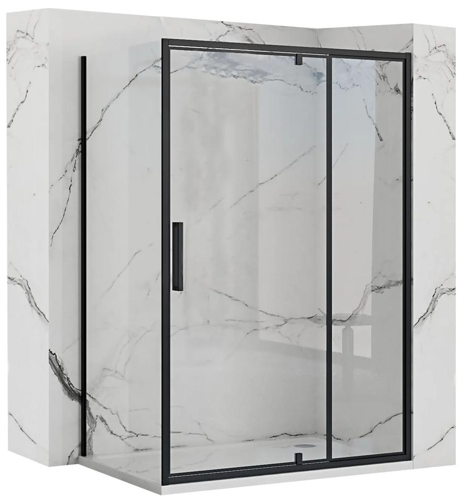 Rea Rapid Swing - sprchový kout s vyklápěcími dveřmi 80(dveře) x 90(stěna) čiré sklo, černý profil, KPL-009923
