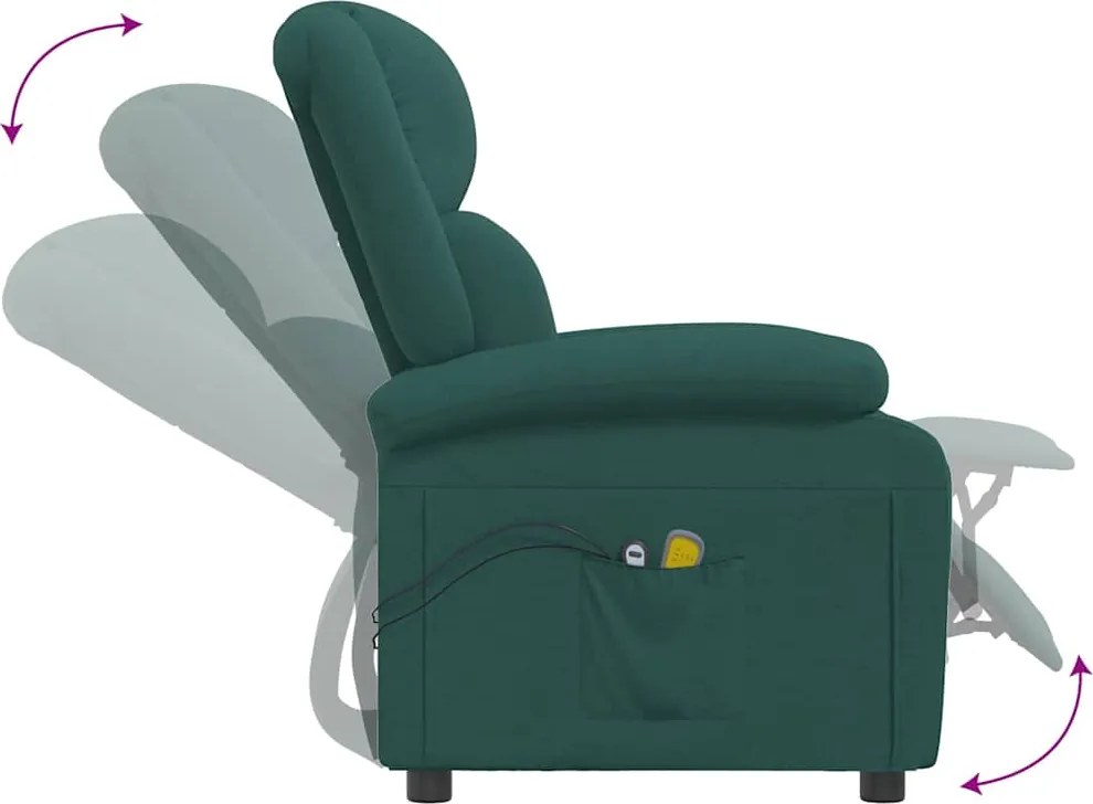 Elektrické masážní křeslo tmavě zelené textil 3098364