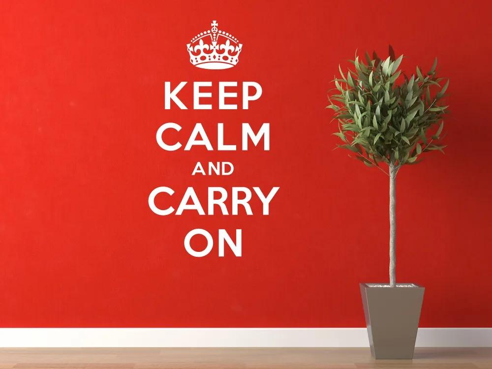 Samolepky na zeď - Keep calm and carry on Barva: Zelená limetka, Velikost: 108x60 cm