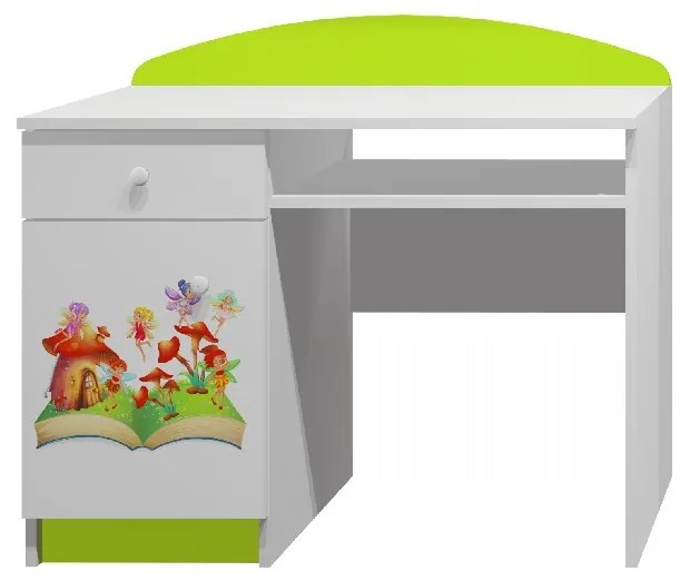 Dětský psací stůl 10 ELFY Barva: MÁTA / BÍLÁ, Potisk: ANO