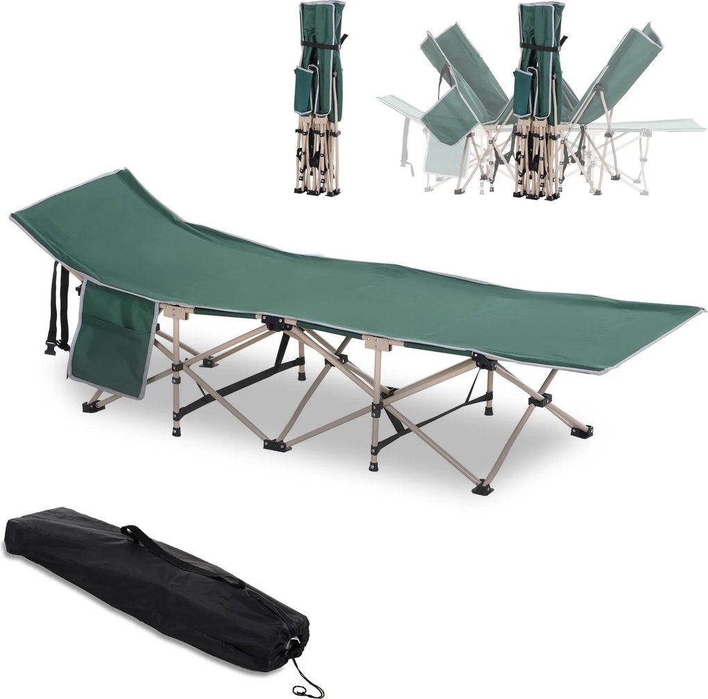 Skládací kempovací postel Outsunny s taškou 190 x 68 x 52 cm pro kempování do 150 kg, postel pro hosty, skládací postel pro vnitřní a venkovní použit…