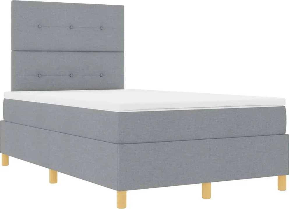 Postel s boxspringem s čelo Světle šedá 120 x 190 cm textil 3339602