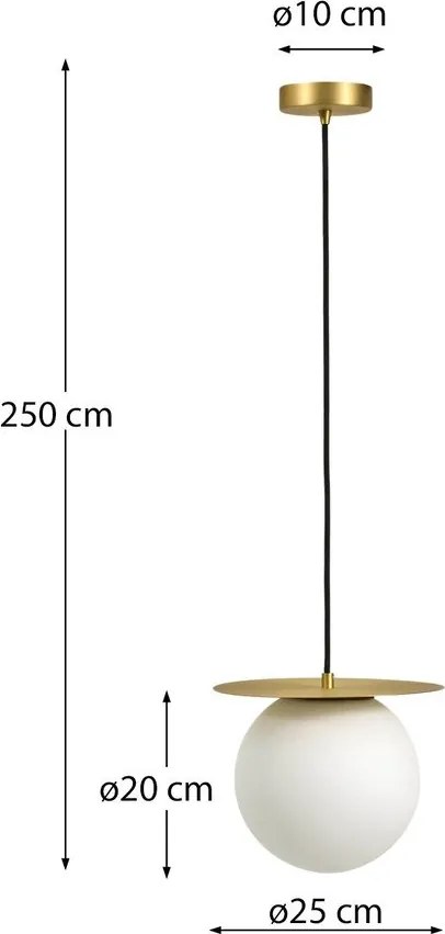 Bílé/ve zlaté barvě kovové závěsné svítidlo se skleněným stínidlem ø 25 cm Brisia – Kave Home