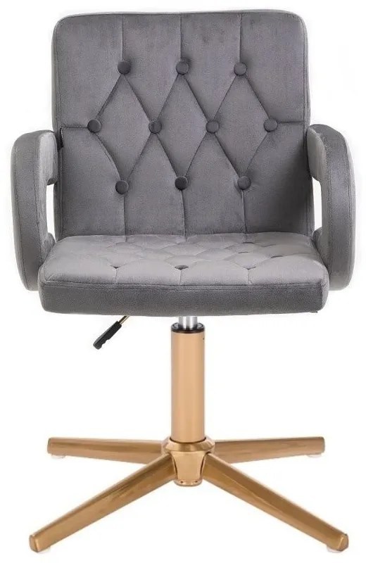 LuxuryForm DESIGN Otočná židle BOSTON VELUR na zlatém kříži - šedá