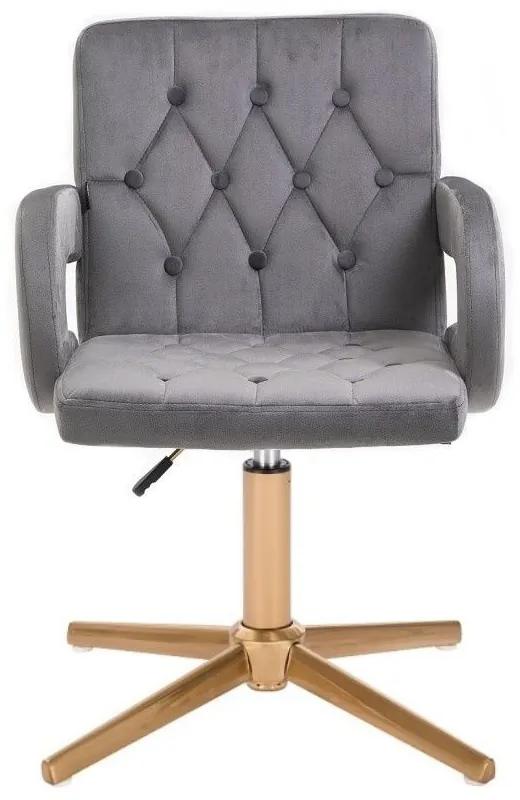 LuxuryForm Židle BOSTON VELUR na zlatém kříži - šedá