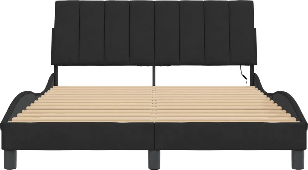 Rám postele s LED osvětlením bez matrace Hanko černý 140 x 200 cm samet 3213783