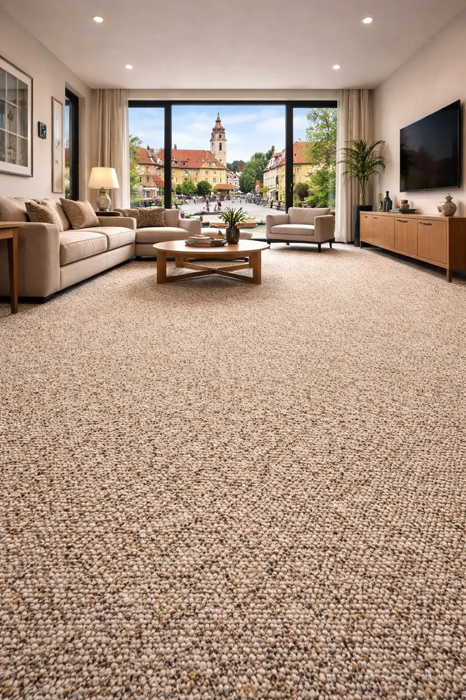 Lano, Metrážový koberec Malmo 2514, na míru, šíře 3m,4m,5m, béžová, filc, ložnice