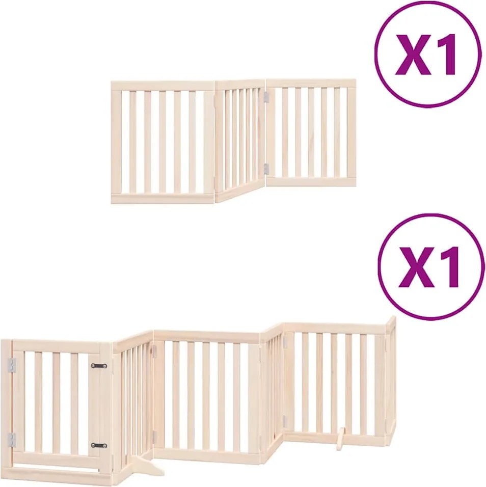 Zábrana pro psy s dvířky skládací 9 panelů 450 cm topol 3155641