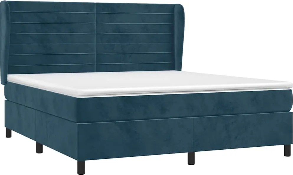 Box spring postel s matrací tmavě modrá 160x200 cm samet 3129283