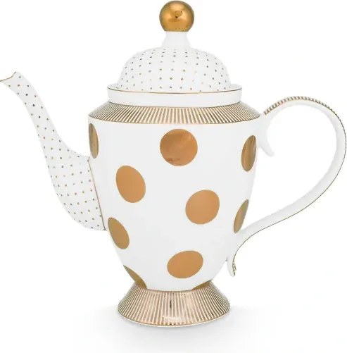 Pip Studio Dot Delight čajová konvice 1,25l, bílo-zlatá (Nádherná čajová konvice v jedinečném designu)