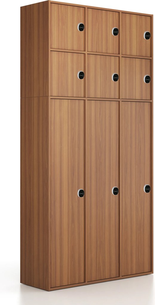 Nástavba pro skříně FRAME, 6x dveře, 1299 x 450 x 854 mm, RFID zámek, ořech