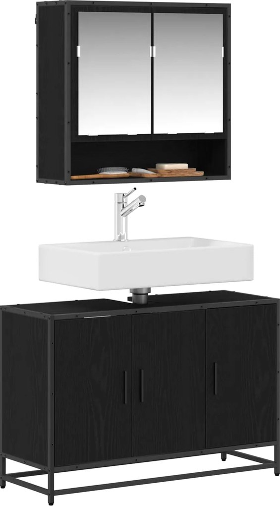 Sada koupelnového nábytku 2 ks Černý dub 90 x 33 x 60 cm 3402389