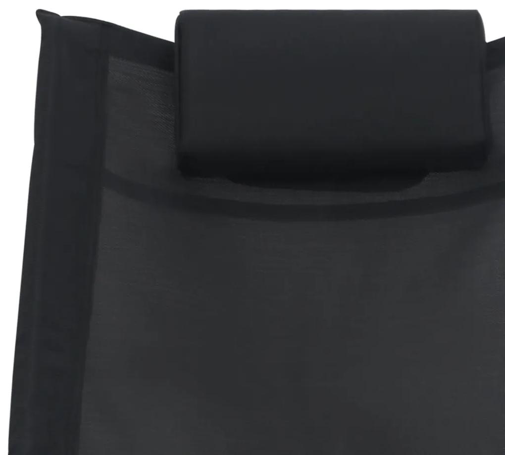 Zahradní lehátko s polštářem černé textilen - Default Title