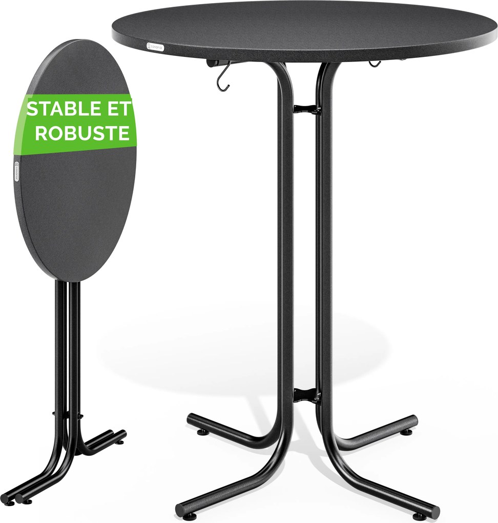 Barový stolek šedý Ø80x110cm skládací venkovní až 70kg
