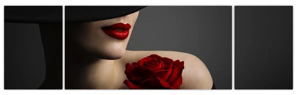 Obraz - Žena s růží (170x50 cm)