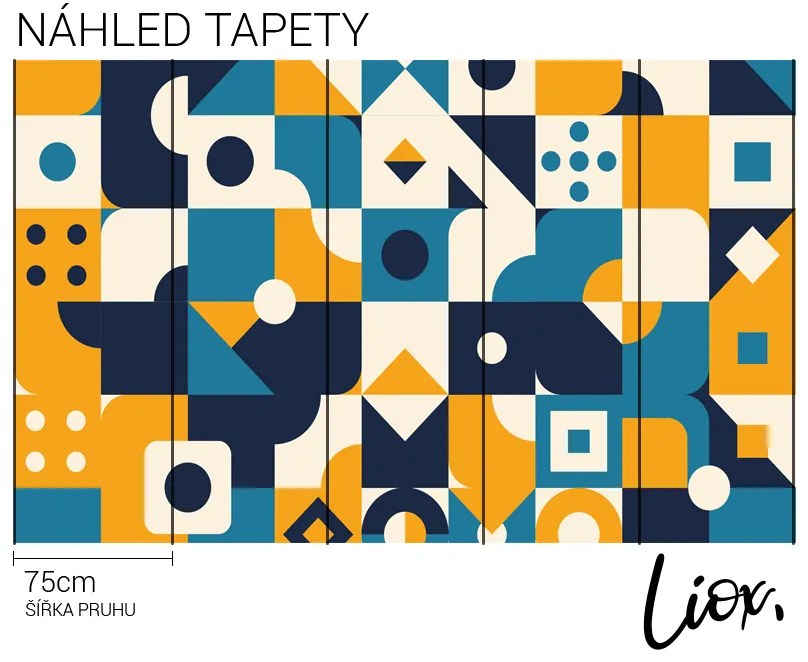 Tapeta modro-žlutá ve stylu kubismu