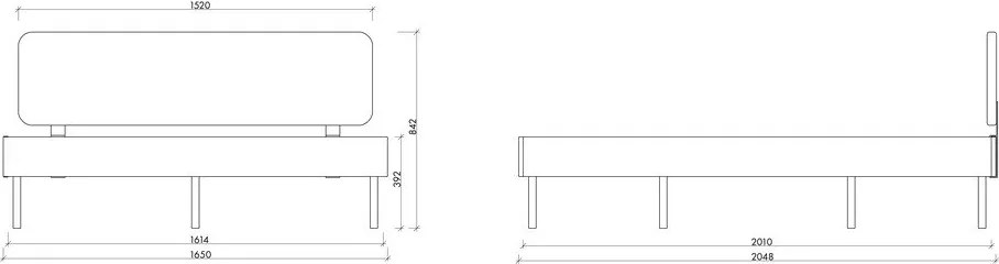 Čalouněná/z dřevotřísky dvoulůžková postel v dekoru dubu s roštem 160x200 cm v přírodní barvě Streiko – noo.ma