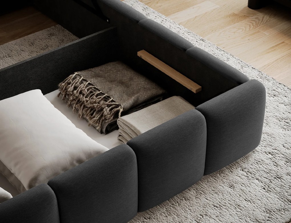 Postel Edvige + Dřevěný rám + plynový výtah + kontejner 160x200