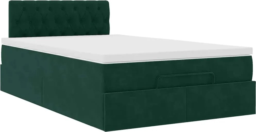 Osmanský rám postele s matrací tmavě zelená 120x200cm samet 3312689