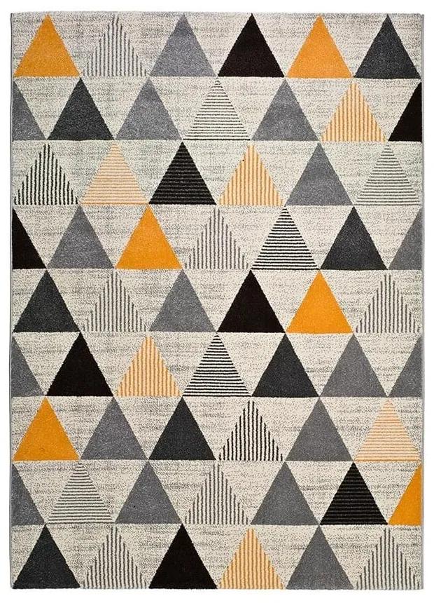 Šedo-oranžový koberec Universal Leo Triangles, 140 x 200 cm