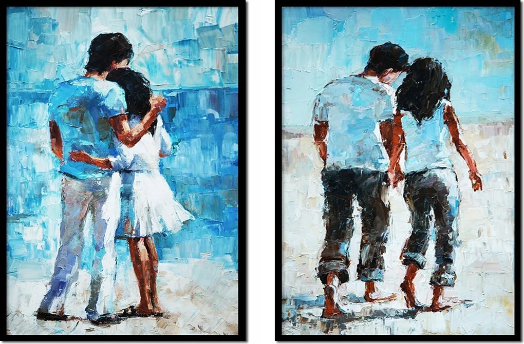 Obraz Plakáty V Rámu 33x43 cm Diptych Sada 2 obrazů Valentýn pár P1723