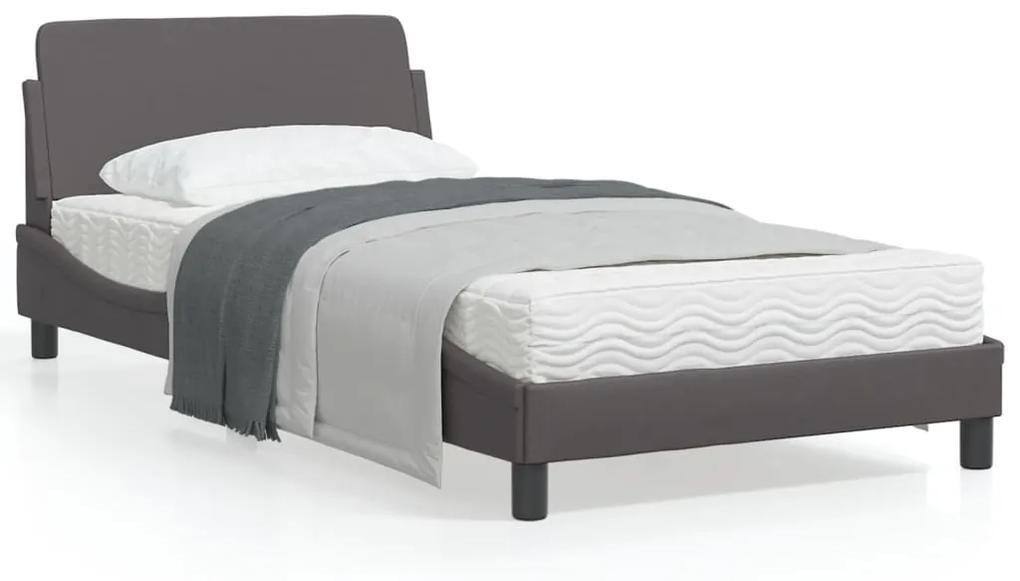 Rám postele s čelem šedý 100x200 cm umělá kůže,  373141