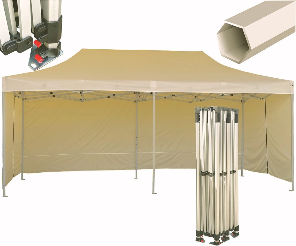 TRENDIE Hliníkový nůžkový stan 3x4,5m béžový